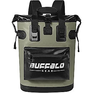 Buffalo Gear Cooler Backpack,18L Leakproof Cooler Bag Insulated Cooler for Picnic Beach Camping Hiking Park Fishing (Army Green)