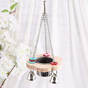 Chew Toys 2pcs Steel Bells Toy- Toys Wooden Size Drinking Pet Parrot Bowl Food Stainless Swing Cage Stand Hanging Practical Wood Chewing with Interactive Small Feeding Large Bird Cage