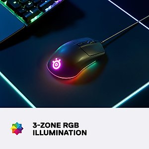 SteelSeries Apex 5 Hybrid Mechanical Gaming Keyboard – Per-Key RGB Illumination – Aircraft Grade Alu with Rival 3 Gaming Mouse