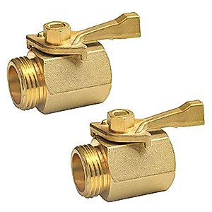 Hourleey Brass Garden Hose Shut Off Valve, 2 Pack with 2 Hose Washers Heavy Duty 3/4 Inch Solid Brass Garden Hose Shut Off Valve with 2 Extra Rubber Washers