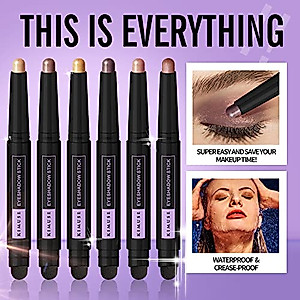 KIMUSE 6PCS Shimmer Cream Eyeshadow Stick,Brightener Eyeshadow Pencil Crayon,Waterproof Eye Shadow Stick Sets with Crease-proof, Smudge-proof and Long Lasting Eye Shadow Make Up