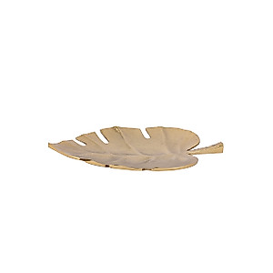 Purestory 10.5 Inch Large Gold Leaf Decorative Serving Tray Platter.Tabletop Display Platter.Centerpiece Platter Tray for Home Decor - Gold