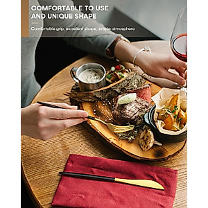 Black and Gold Silverware Set,Ollex 30-Piece Matte Silverware Set for 6 with Knives Forks Spoons Flatware Set Food-Grade Stainless Utensils Duty Modern Tableware Cutlery Set,Dishwasher Safe