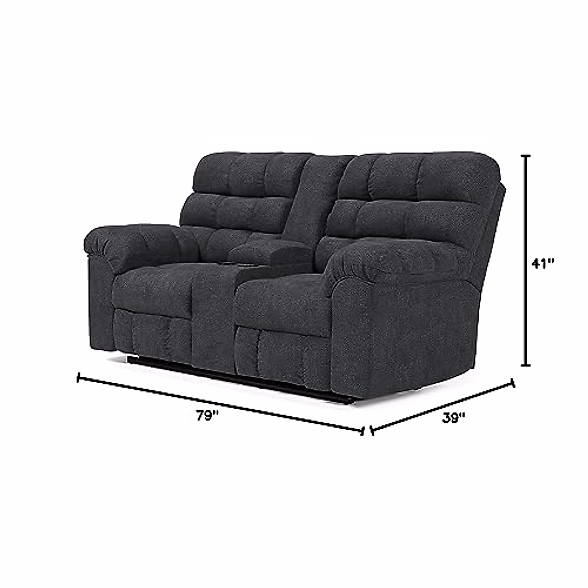 Signature Design by Ashley Wilhurst Reclining Loveseat with Console, Almost Black