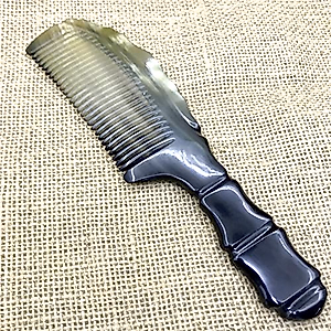 100% Handmade Anti-Static Natural Horn Comb - YOEIOCLR Thickened Handle Premium Quality Horn Comb- Professional hair care and Straighten Massage Comb(8.35in- Pack of 1)
