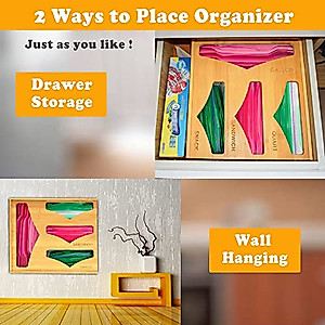 Ziplock Bag Storage Organizer for Kitchen Drawer Plastic Bag Organizer Storage Bag Organizer Baggie Holder with Slider Lids Compatible with Ziploc, Gallon, Quart Sandwich & Snack Variety Size Bags