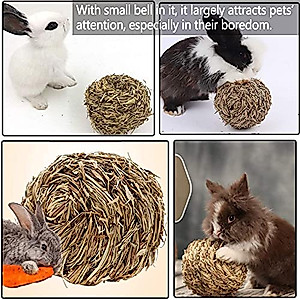 kathson Woven Pet hay Bed for Hamsters, Hand Crafted Grass House for Rabbits, Guinea-Pigs, Bunny and Cats (1ball+Bed)