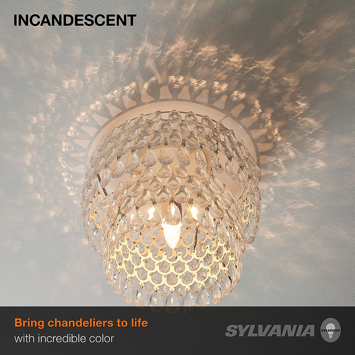 SYLVANIA F15 Décor Incandescent Light Bulb, 25W, Iridescent Finish, 205 Lumens, Medium Base, 120V - 2 Pack (13821), Warm White