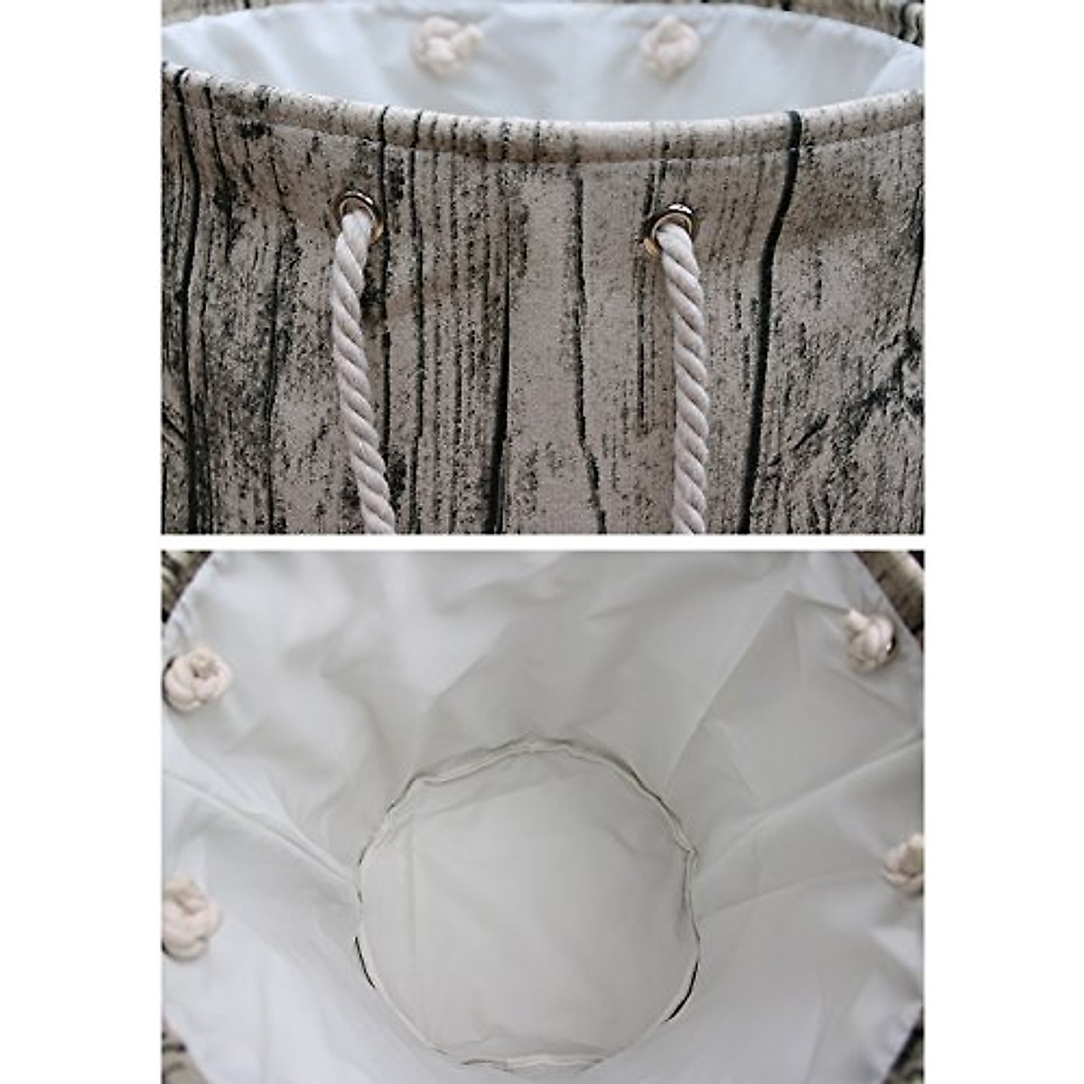 Jacone Stylish Tree Stump Shape Design Storage Basket Cotton Fabric Washable Cylindric Laundry Hamper with Rope Handles, Decorative and Convenient for Kids Bedroom