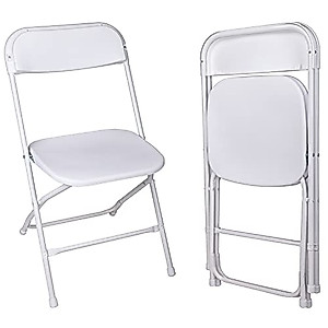Signature Folding Plastic Chair with 500-Pound Capacity, White, 2-Pack