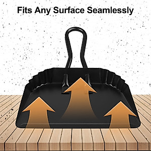 Heavy Duty Black Metal Dust Pan -Handheld Dustpan with Handle, Stainless Steel Large Dustpans with Wide Lip Industrial Dust Pans Precision Edge Small Dustpan for Home/Comfort/Hanging