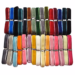 Chenkou Craft 30 Yards 3/8" Velvet Ribbon Total 30 Colors Assorted Lots Bulk (Multicolored, 3/8"(10mm))