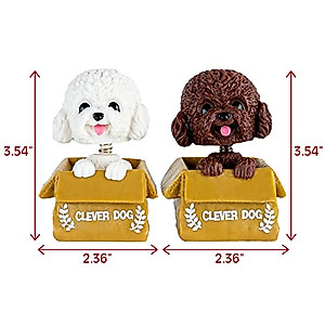 OKAZAVRA 2PCS Shaking Head Dog Decor Bobble-Head Toys for Car Interior Dashboard Ornament, Dog Cake Topper Doll, Clever Dog Doll