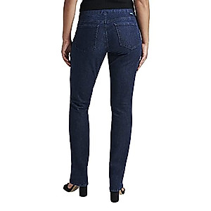 JAG Jeans Women's Petite Peri Mid Rise Straight Leg Pull-on Jeans, Ink Au419, 8 Petite