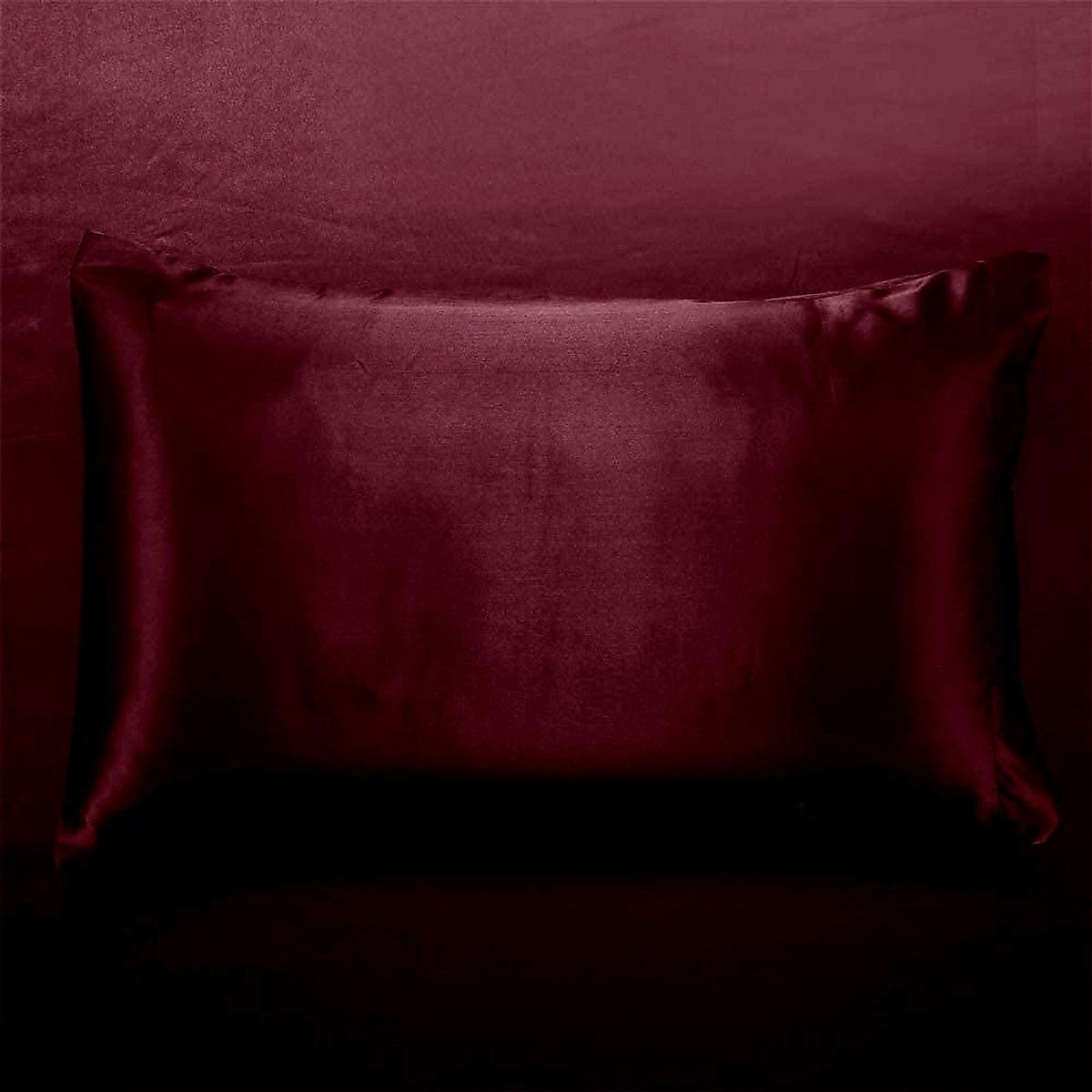 Opulence Bedding Silk Satin Duvet Cover Set Queen 3 Piece (Duvet Cover + 2 Pillowcases) Duvet Cover Queen Size Wine Satin Comforter Cover Zipper Closure