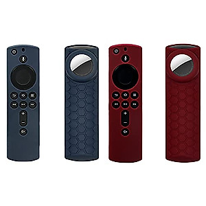 [2 Pack] Fir-Stick Remote Cover Case with Airtag Holder (Glow in The Dark) Compatible with Fir TV Stick 4K,Tracker Cover for Tile Sticker 2020 and Airtag 2021 (Green & Sky Blue)