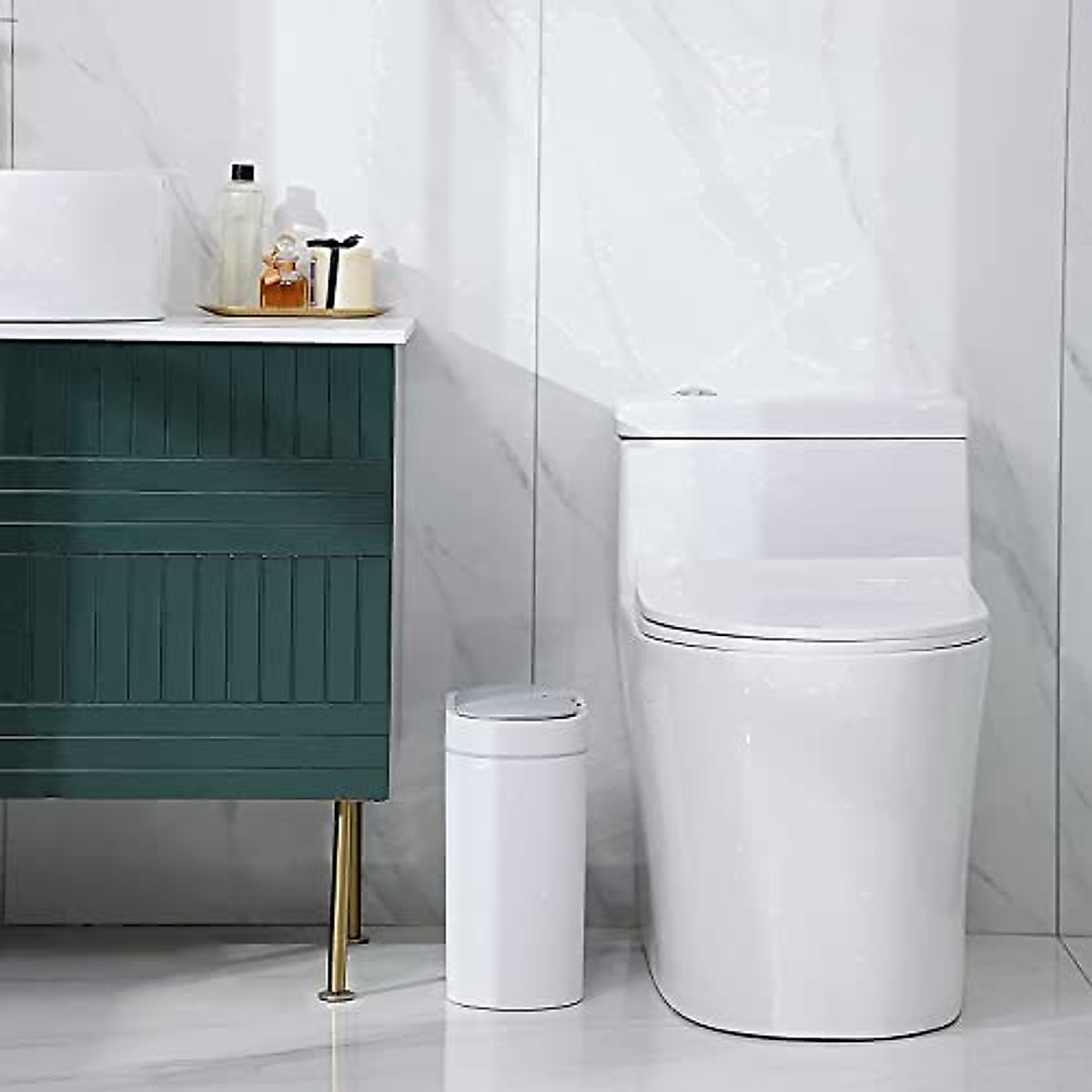 Bundles of 2.5 Gallon Motion Sensor Trash Can and 2.5 Gallon Hanging Trash Can, ELPHECO for Bathroom and Kitchen use