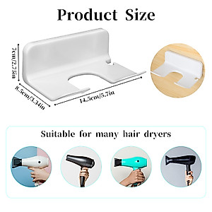 COMNICO Hair Dryer Holder Wall Mounted Self Adhesive Blow Dryer Hanger Hook with Plug Cord Organizer Rack for Bathroom Cabinet Door, Compatible with Most Hair Dryers (White)