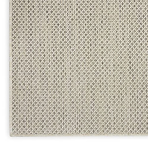 Nourison Courtyard Indoor/Outdoor Ivory Silver 8' x 10' Area Rug, Geometric, Easy Cleaning, Non Shedding, Bed Room, Living Room, Dining Room, Deck, Patio, Backyard (8x10)