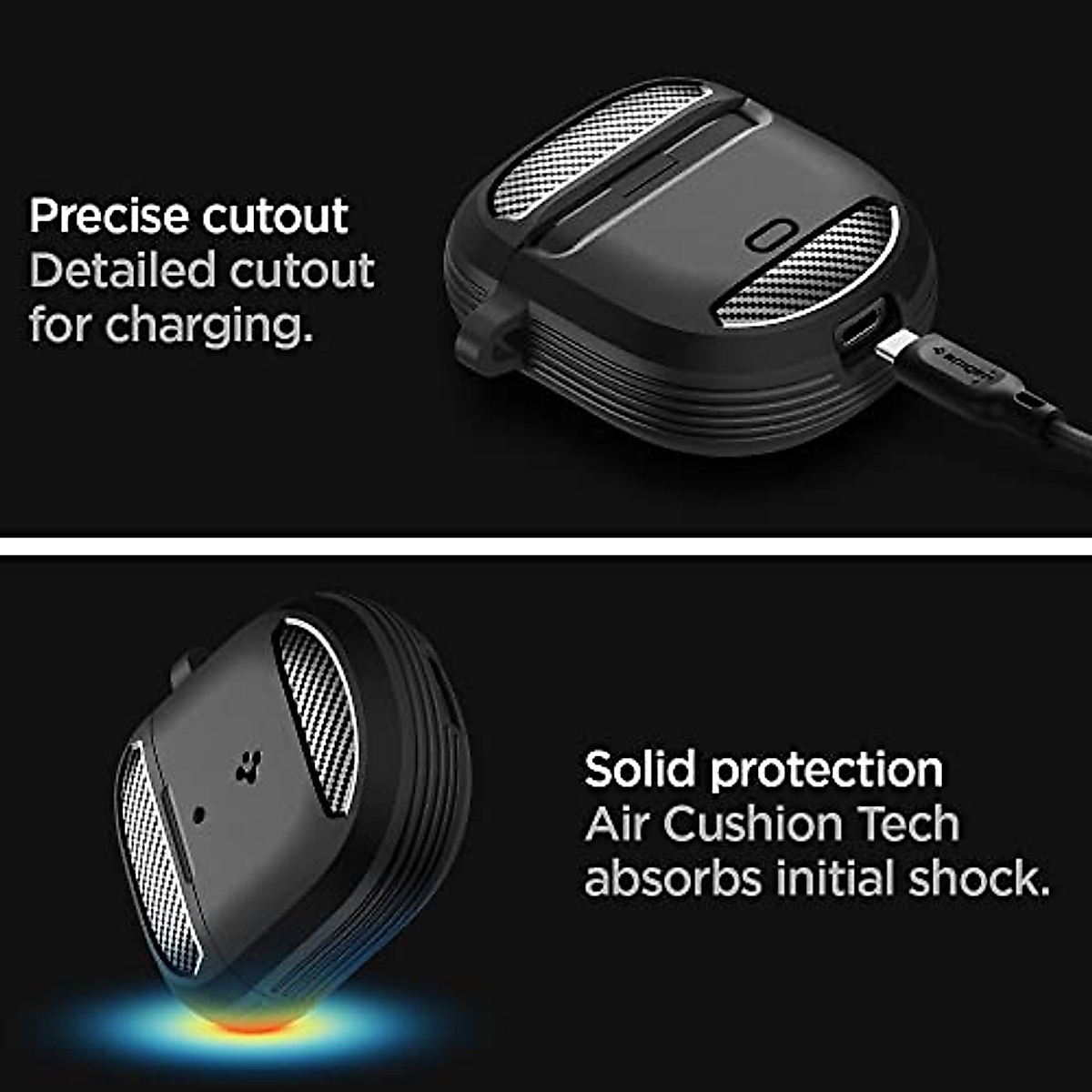 Spigen Rugged Armor Designed for Bose QuietComfort Earbuds II Case (2022) - Matte Black