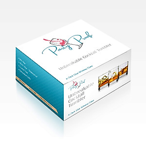 PartyProof Unbreakable Cocktail Tumbler Drinking Glasses 12oz Whiskey or Scotch Glass Reusable Tritan Shatterproof Plastic, Set of 4, Dishwasher Safe, Outdoors Drinkware Camping Cups