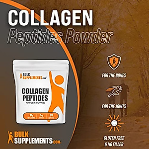 BULKSUPPLEMENTS.COM Collagen Peptides Powder - Hydrolyzed Collagen Powder, Collagen Supplement - 11g of Bovine Collagen Powder per Serving - Collagen Powder Unflavored (1 Kilogram - 2.2 lbs)