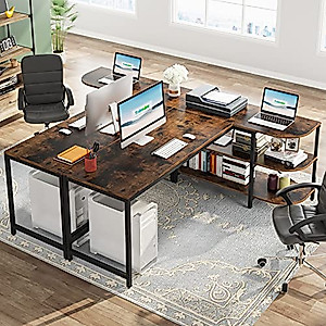 Tribesigns 59 inches L-Shaped Computer Desk, Industrial Writing Desk with Storage, Large Computer Desk with Shelves, Corner Computer Desk for Home Office, Individual Workstation for Study and Work