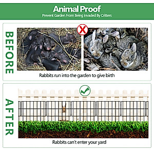 19 Pack Garden Animal Barrier Fence, 1.65inch Spike Spacing No Dig Fence, Reusable Rustproof Metal Fence Border, Dogs Rabbits Blocker Fence for Outdoor Yard, Total 20.6ft(L) x 17inch(H)