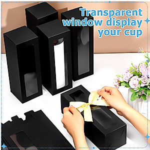Perkoop 60 Pcs Gift Boxes for Sublimation Tumbler Transparent Tumblers Boxes Exhibition Box with Window for 12oz 20oz 30oz Heat Press Sublimation Blanks Skinny Tumbler Gift Wrapping(Black)