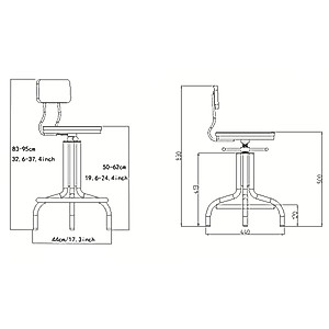 Lisuden Industrial Bar Stools with Backs, Industrial Farmhouse Bar Stools Swivel Stool Counter Kitchen Island with Stools Adjustable 20''-24'' Bar Stools Set of 2