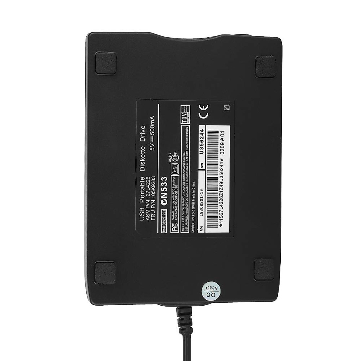 1.44 MB External USB FDD Floppy Disk Drive for PC Laptop , Floppy Diskette Disk Drive Notebook | Black USB External Floppy Diskette with Shockproof Footrest