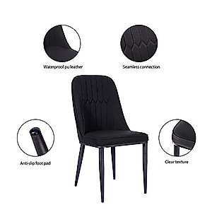 GIA Nifty Armless Upholstered Side Dining Chair with Vegan Leather, Set of 2, Black,Qty of 2
