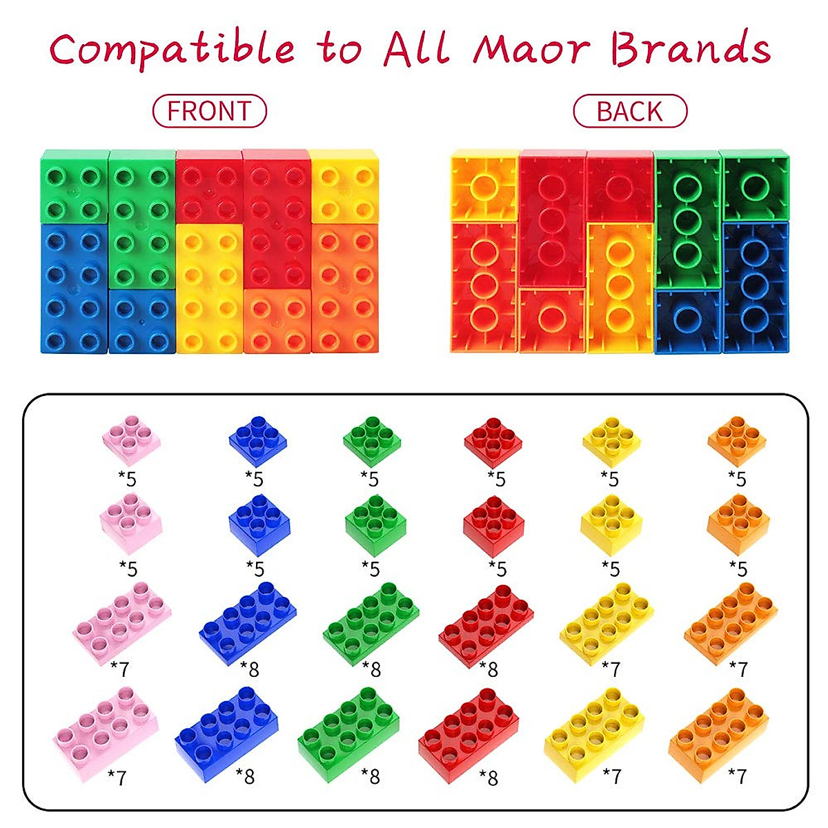 GARUNK 150 Piece Classic Big Building Bricks | Large Toy Blocks | Compatible with Most Major Brands, STEM Educational Toy Large Building Bricks Set for All Ages, Birthday Gift for Boys & Girls