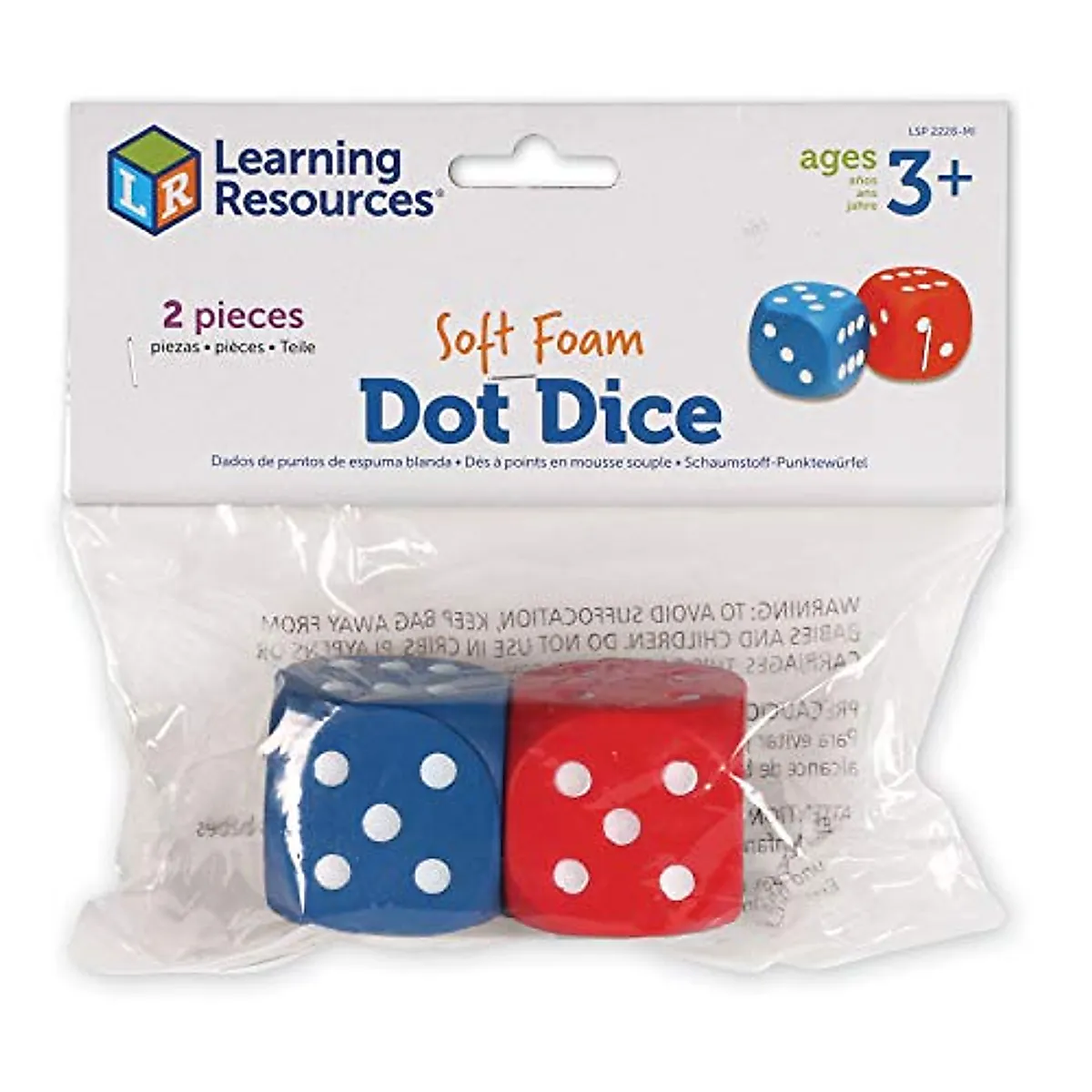 Learning Resources Soft Foam Dice Dots, 2 Pieces, Multi