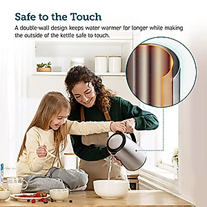 COSORI Electric Tea Kettles for Boiling Water, Stainless Steel Double Wall, 1.5L 1500W Hot Water Boiler with Automatic Shut Off & Boil-Dry Protection, BPA Free, Silver