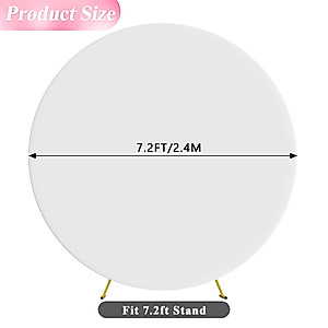 Wokceer 7.2FT Round Backdrop Cover White Round Arch Covers with Buckles Polyster Circle Balloon Arch Stand Arch Backdrop Cover for Wedding Birthday Party Ceremony Decor