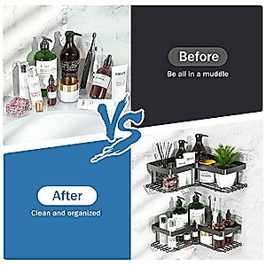 Tipcoo Corner Shower Caddy, 5 Pack Rustproof Shower Organizer,Durable Shower Shelves, No Drilling Stainless Steel Shower Storage Rack with Soap Holder & Toothpaste Holder for Bathroom/Dorm/Kitchen