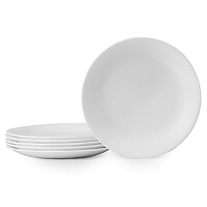 Corelle 6-Piece Salad Plates Set, 9-Inch Plates, White & 6-Piece Salad Plates Set, Triple Layer Glass and Chip Resistant, 8-1/2-Inch Lightweight Round Plates, Winter Frost White
