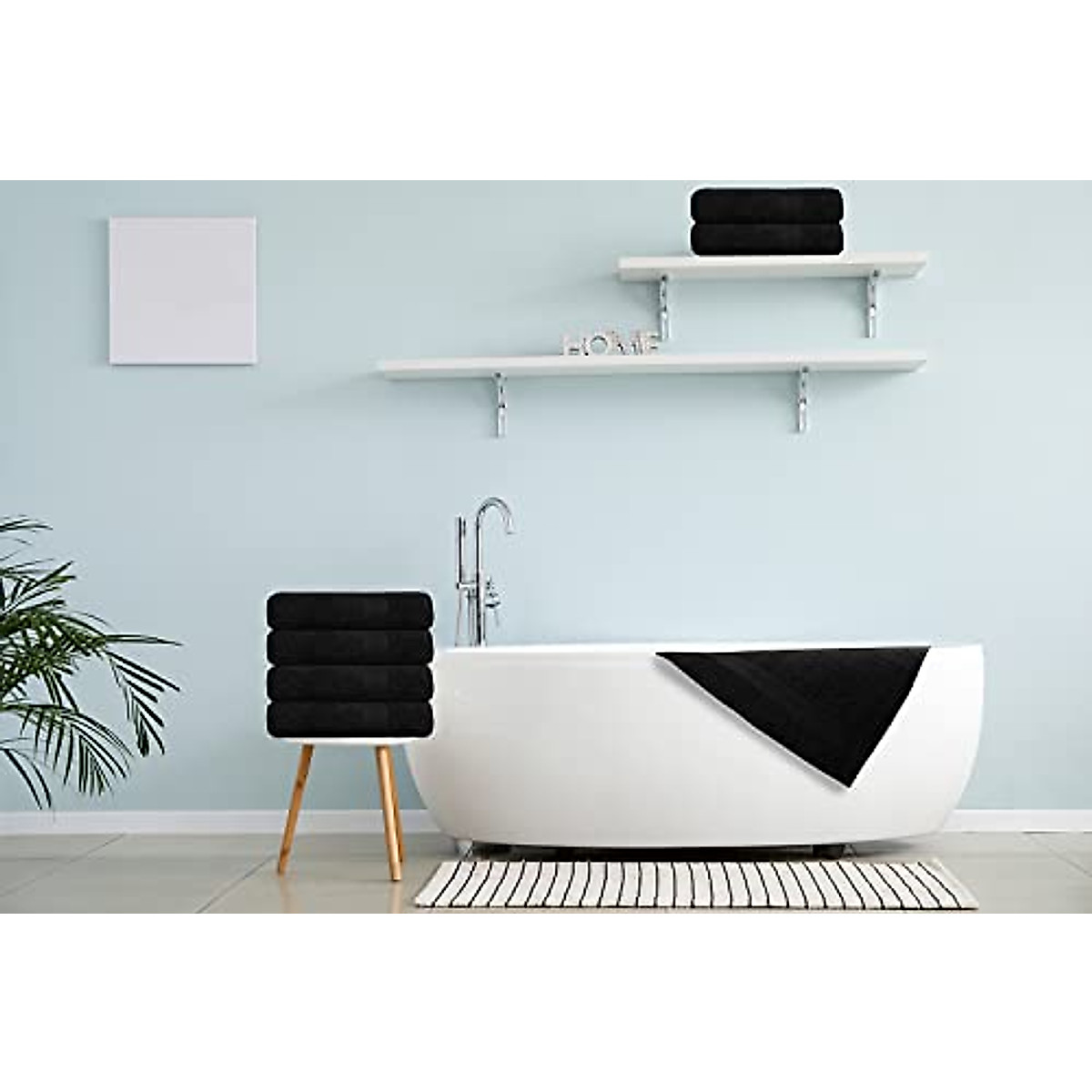 Monark Linen Bath Towel Black 24x48 Pack of 6 Bath Towel Set, Cotton Terry Towels for Bathroom, Quick Dry, Lightweight, Highly Absorbent, Soft Feel, Pool, Spa, Gym, Hand Towel for Daily Use