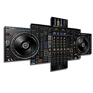 Black and White Wall Art Audio Equipment Pictures 5 Piece Canvas Wall Art Turntables Paintings,Artwork Home Deco for Living Room Frame Gallery-wrapped Ready to Hang Posters and Prints(50''Wx24''H)