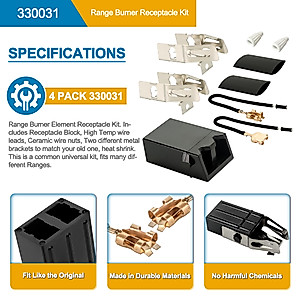 MP22YA Electric Range Burner Element Unit Set with 330031 Surface Element Receptacle Kit and Porcelain Drip Bowl Set by Fetechmate Compatible with whir-pool Frigi-daire Ken-more May-tag Range Oven