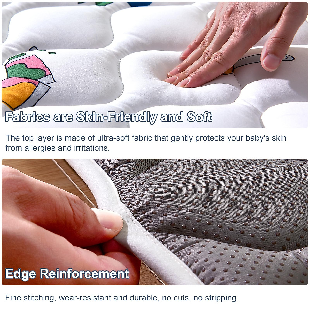 Vibe bear Baby Play Mat 79" X 71", Thicker Foam One-Piece Crawling Mat, Extra Large Anti- Slip Crawling Mat Activity Playmats for Babies,Toddlers, Infants, Play & Tummy Time