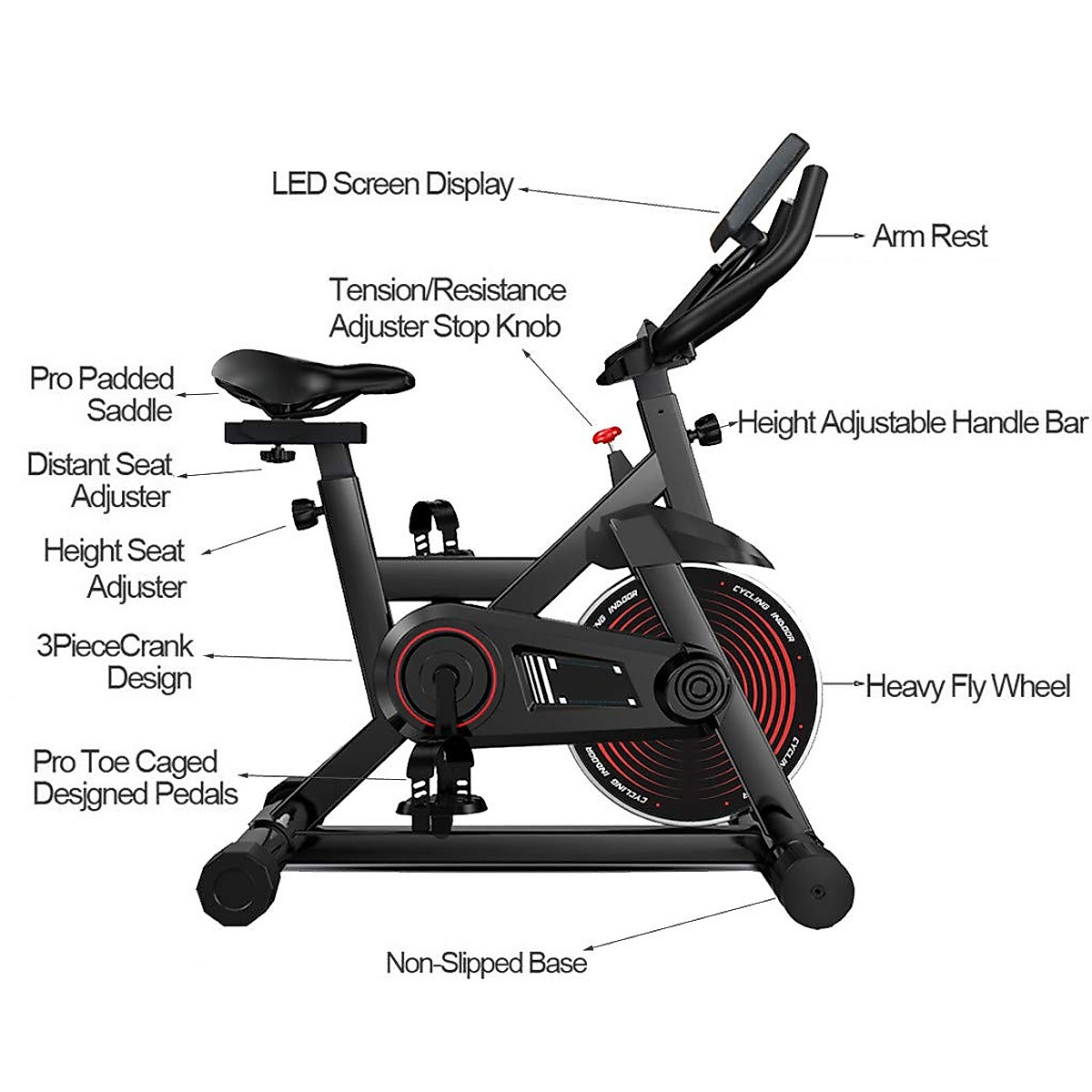 Indoor Cycling Bike Professional Exercise Cycle Bike Sport Bike with LCD Digital Monitor Phone Holder, Stationary Bikes Cardio Workout Machine Upright Bike Belt Drive Home Gym