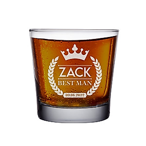 TEEAMORE Personalized Rocks Old Fashioned Cocktail Glass Add Your Name Last Name Etched Whiskey Glasses Gift Housewarming 9oz