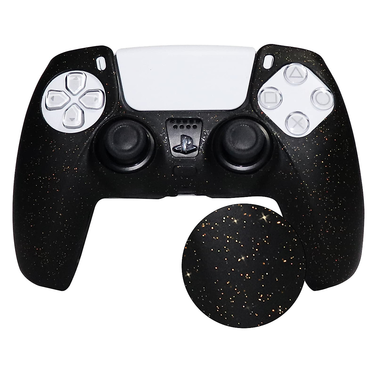 ROTOMOON PS5 Glitter Silicone Controller Skins with 8 Thumb Grips & L2 R2 Trigger Protector, Sweat-Proof Anti-Slip Controller Cover Skin Protector Compatible with Playstation 5 Controller