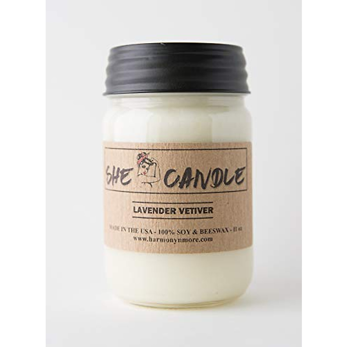 Best She Candle - Modern Farmhouse 100% Soy & Beeswax - Stress Relief Gift - Aromatherapy - 11 Oz - Handmade in The USA - Lavender Vetiver Scent
