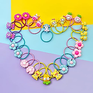 Hair Ties For Toddler Girls, AMMY 50 Pcs Girl Hair Accessories Elastic Hair Bands Ponytail Holders For Baby Toddler Girl Kids Children
