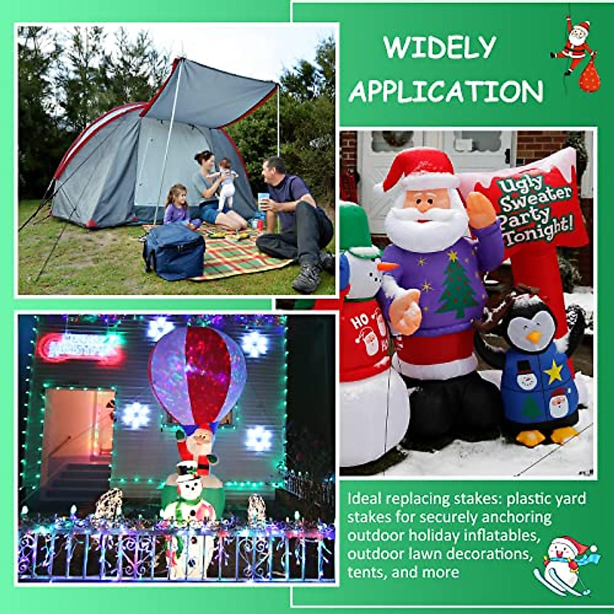 Inflatable Plastic Stakes 5.7 Inch Heavy Duty Tent Stakes Replacement Yard Ground Lawn Black Gardening Pegs Spike Hook for Halloween Christmas Holiday Inflatables Garden Decorations (18 Pieces)