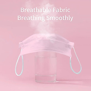 Generic 50 Pack Pink Disposable Face Mask for Adults, Solid Pink Breathable 3-Ply Earloop Full Face Protection for Women & Teen Girls