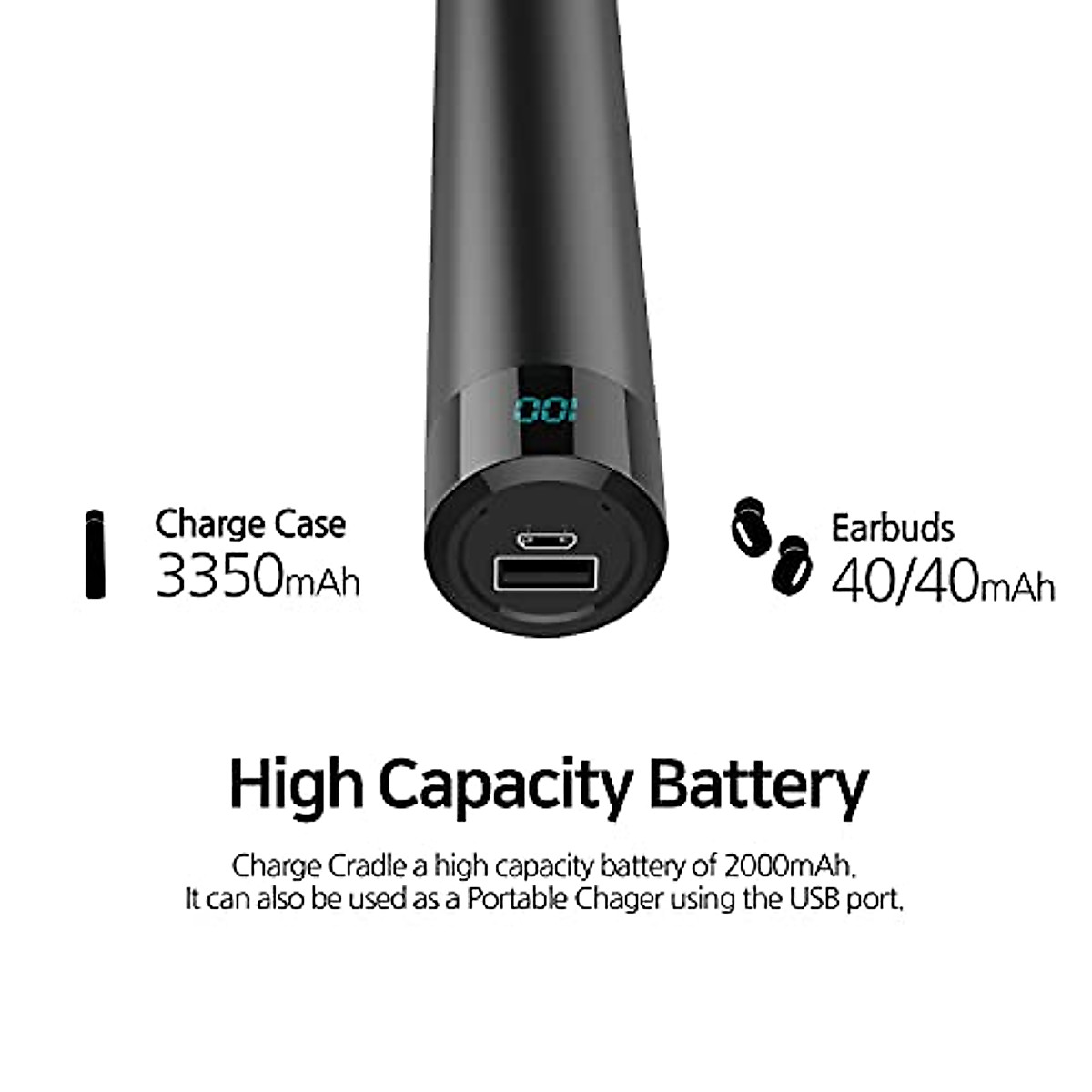 Summonerbuds Minibong Black Metal Bluetooth 5.0 True Wireless Earbuds IPX5 Waterproof, in-Ear Earphones with Microphone, Power Bank Combined Used Charger Case, Spare Charger